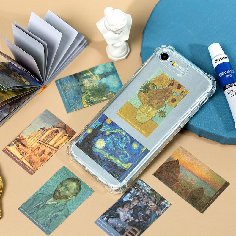 50 Masterpiece Painting Stickers Book Mini Classic Collection Miniature ...