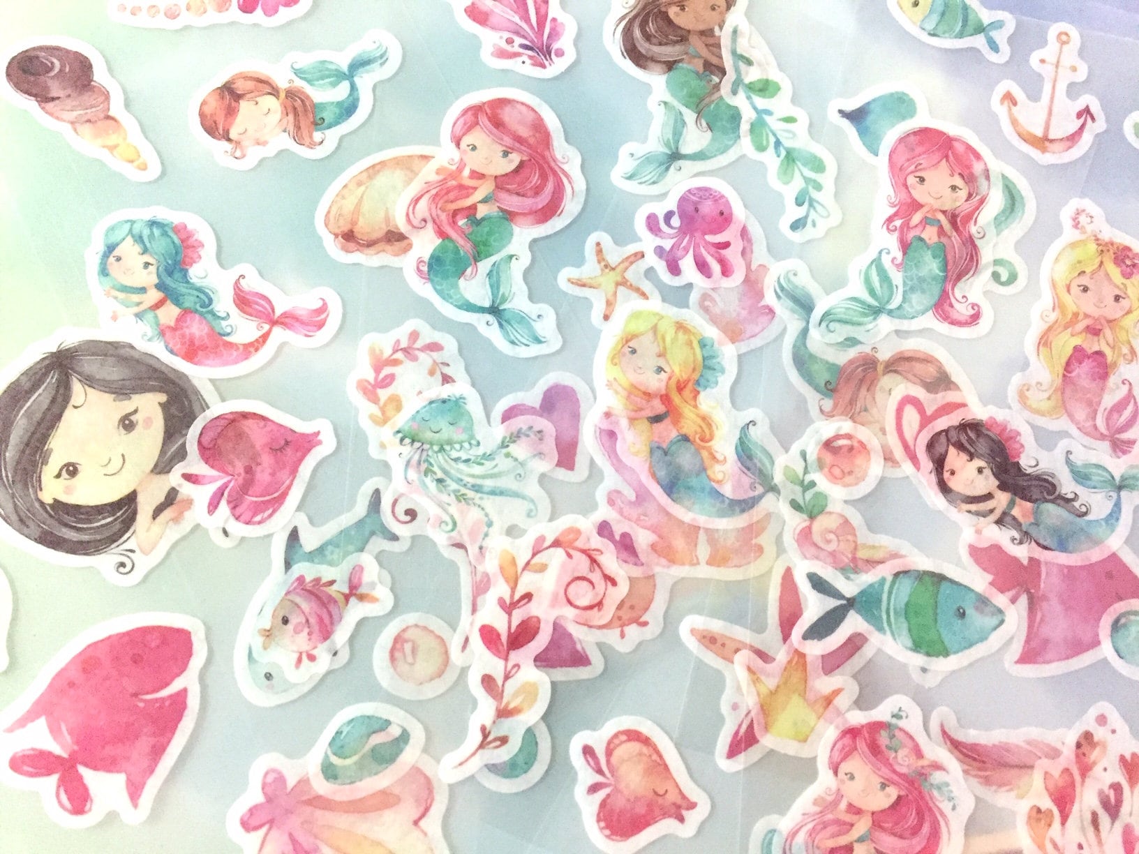 Set of 6 Little Mermaid Sticker Cute Mermaid Cartoon | Etsy