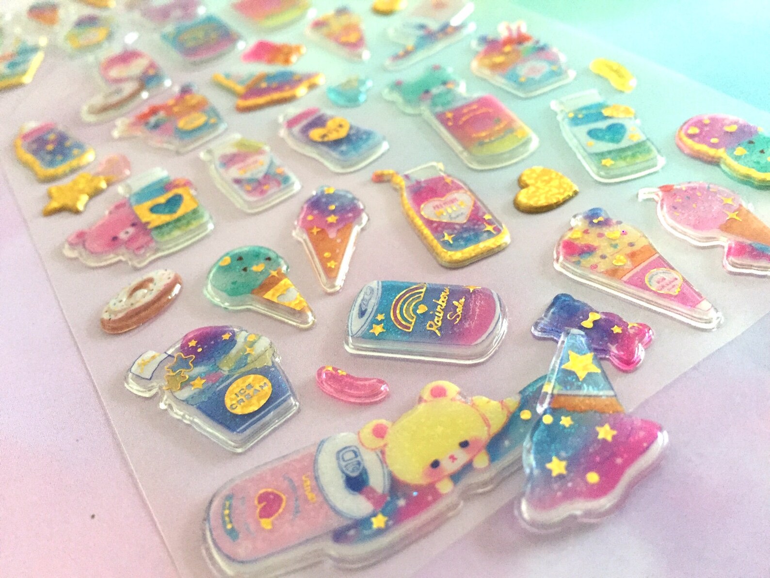 Teddy bear ice cream bar sticker foodie bear colorful ice | Etsy