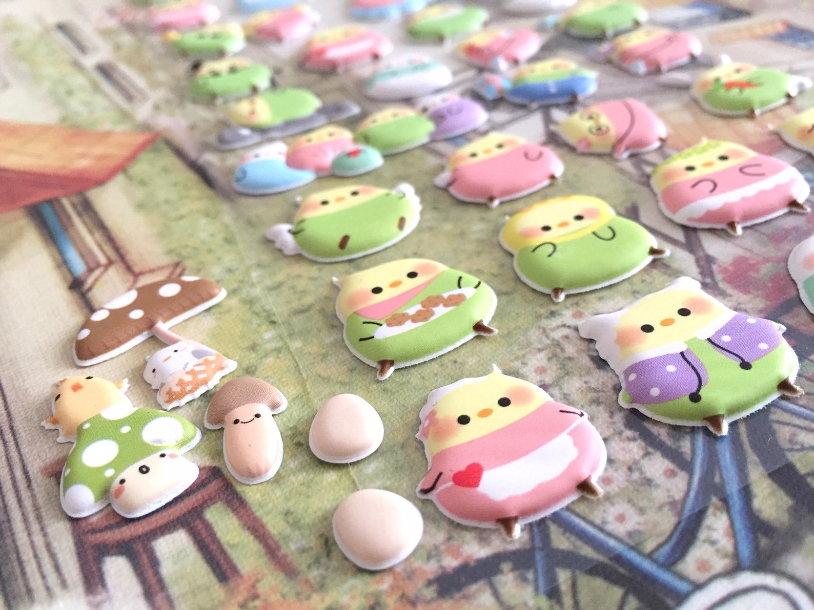 Cartoon Chicken Birds Sticker Mini Mushroom Baby Chick Mini Egg Fat ...