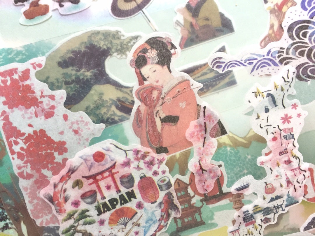 4 Sheets Ancient Japan Sticker Ancient Japan Beauty Japan Themed Geisha ...