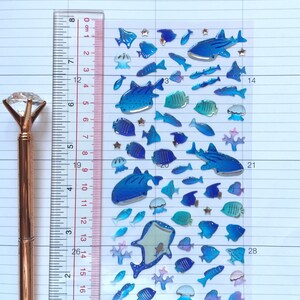 Blue Transparent Fish Epoxy Sticker Litte Fish Crowd Sea Animal Cute ...