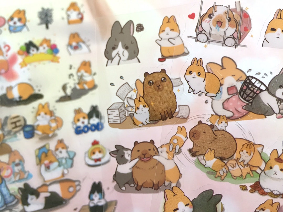 190 Rabbit and Friends Stickers Happy Bunny Super Cute Rabbit ...