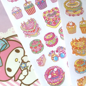 4 Sheets Mini Cake Cupcake Birthday Cake Sticker Colorful Cartoon Cake ...