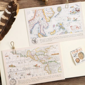 30 Ancient Map Postcard Paper Card Embellishment World Map Vintage Map ...