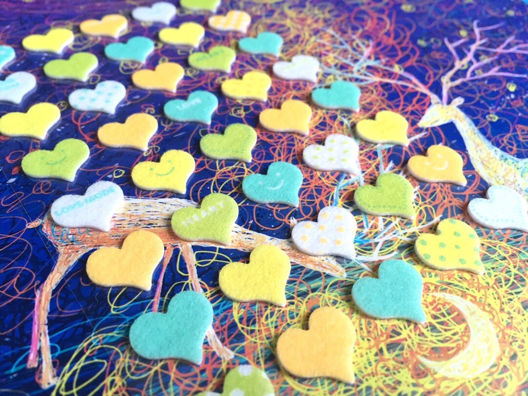 Simple Heart Shape Sticker Sweet Heart Pure Heart Rainbow Heart Felt ...