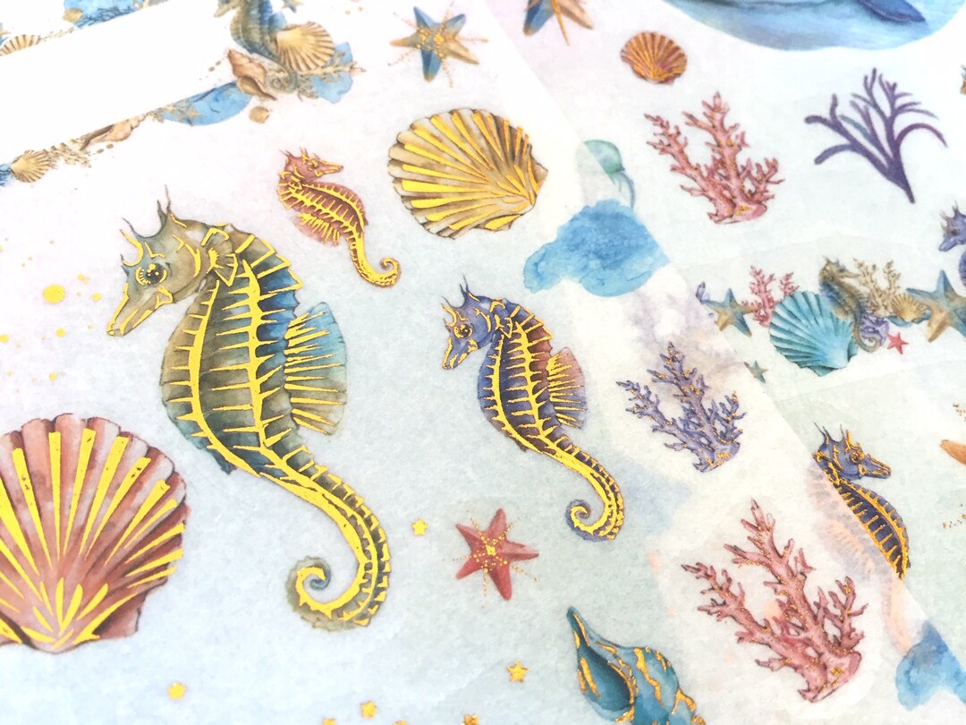3 Sheets Underwater Theme Stickers Seahorse Blue Whale Dolphin Fish Sea ...