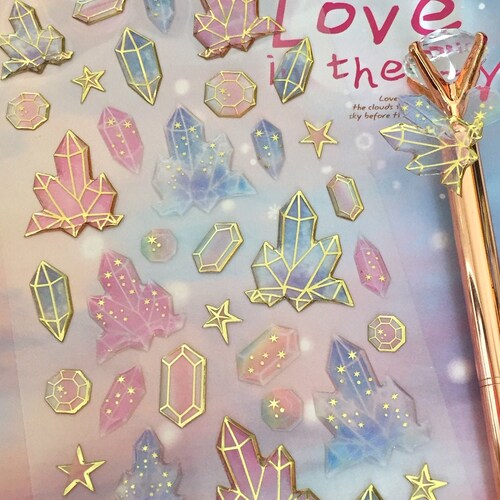 Raw Crystal Epoxy Sticker Colorful Stone Raw Gemstone Fluorite - Etsy