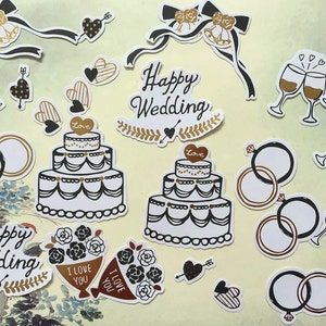 26 Wedding Theme Stickers Wedding Ring Cake Sweet Heart Sticker Happy ...