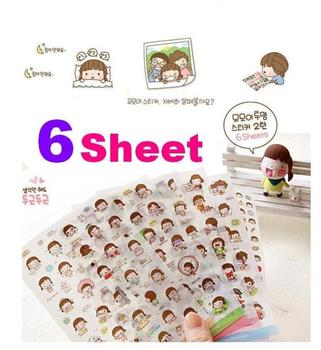 200 Cute Girl Diary Stickers Happy Day Momoi Cartoon Sticker Emoticons ...