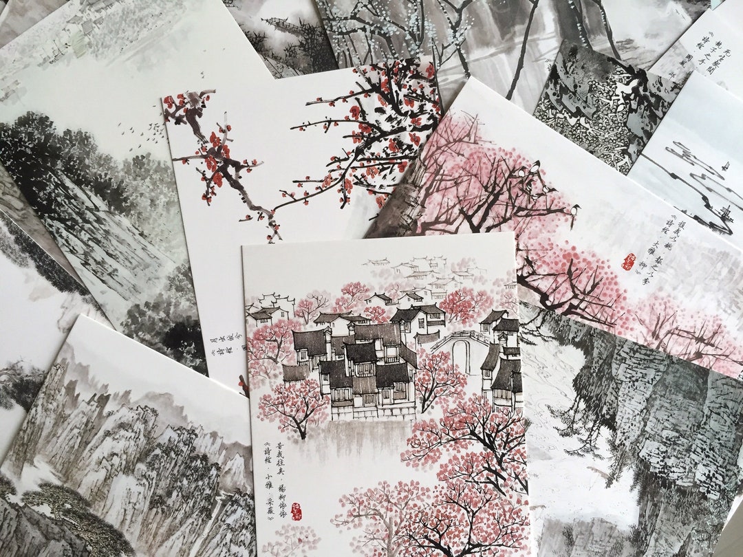 30 Chinese Brush Painting With Classic Poem Post Card China Poetry ...