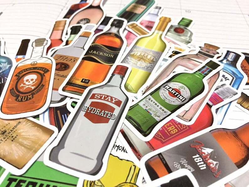 50 Alcoholic Beverages Collection Stickers 2D Liquor Whisky - Etsy
