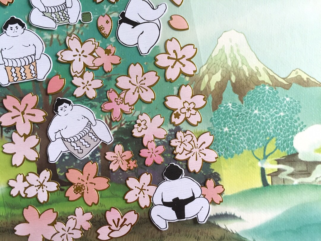 Sumo Sakura Sticker Cartoon Japan Sumo Rikishi Wrestler Exercise Diary ...