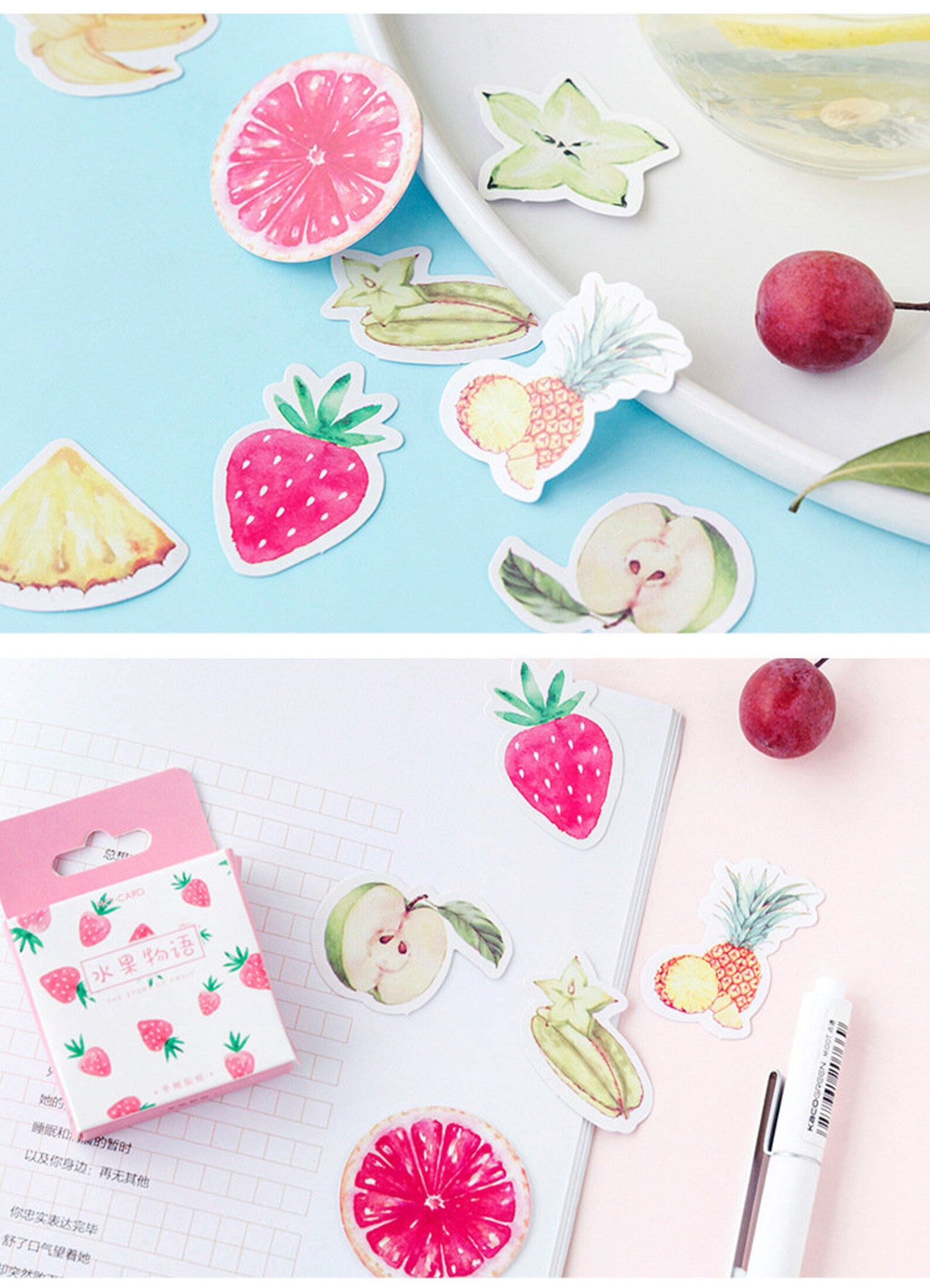 Fruit Themed Sticker Watermelon Lime Lemon Pineapple Starfruit | Etsy