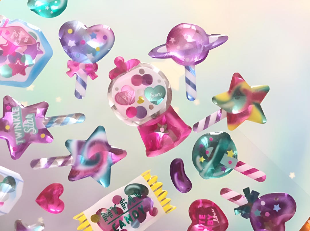 Colorful Sweet Lollipop Epoxy Sticker Outer Space Lollipop Fancy Candy ...