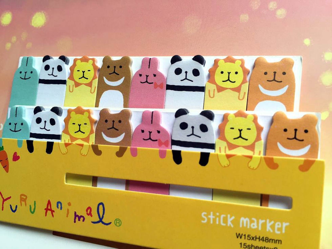 Zoo Animal Sticky Flag Pink Rabbit Bear Panda Lion Paper Sticky Note ...