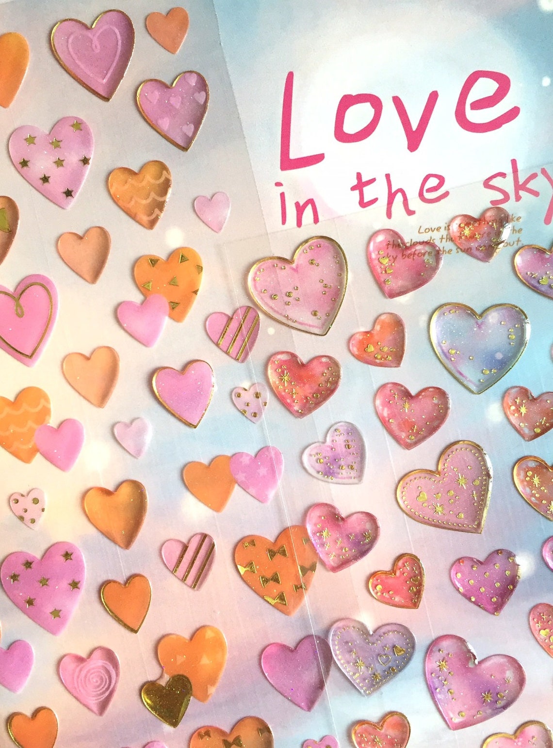 Fancy Heart Sticker Colorful Sweet Heart Pink Heart Epoxy - Etsy