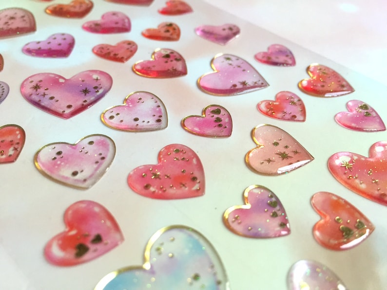 Fancy Heart Sticker Colorful Sweet Heart Pink Heart Epoxy - Etsy