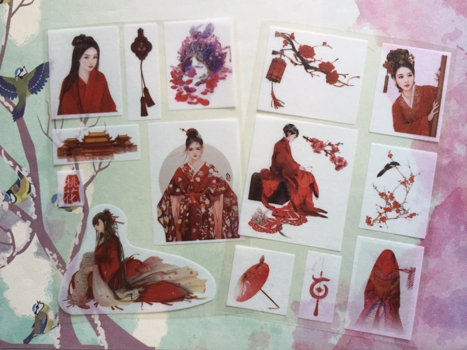 6 Sheets of Ancient Girl Sticker Asian Vintage Beauty Lovely | Etsy