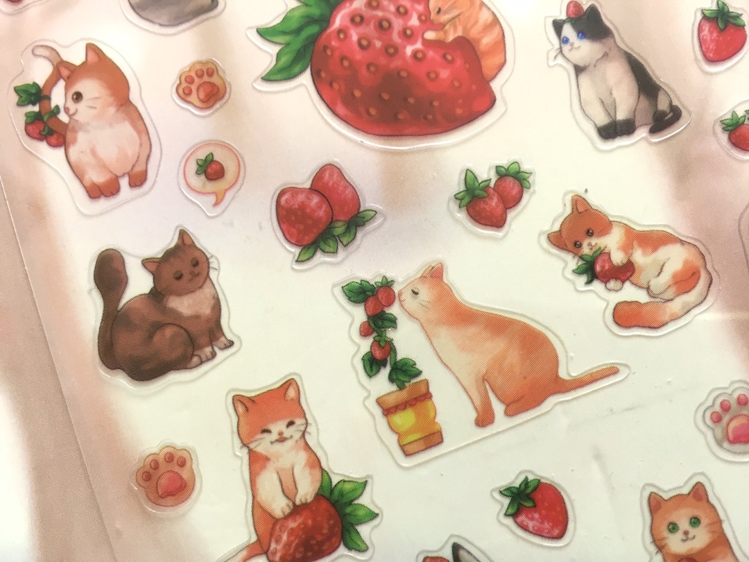 Strawberry Cat Sticker Strawberry Mini Cat Love Strawberry Red Berry ...