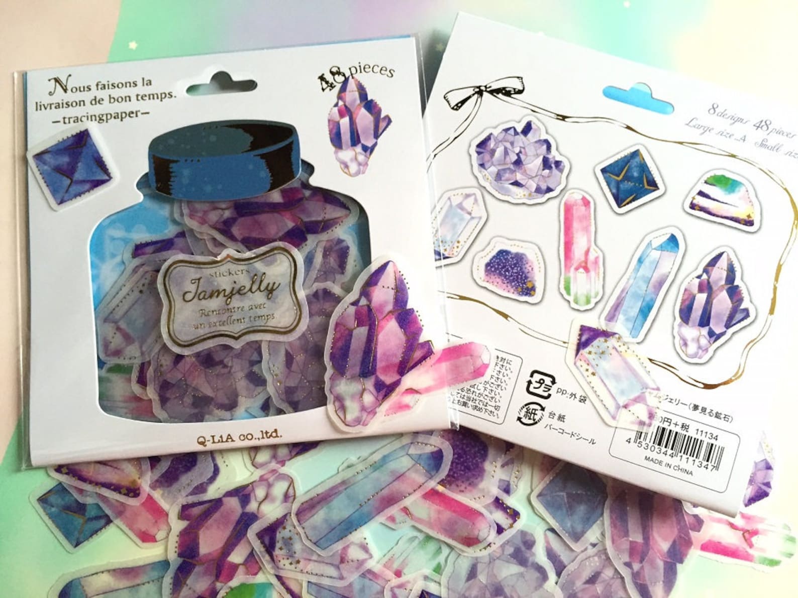 48 Raw Crystal Sticker Colorful Stone Raw Gemstone Flake - Etsy