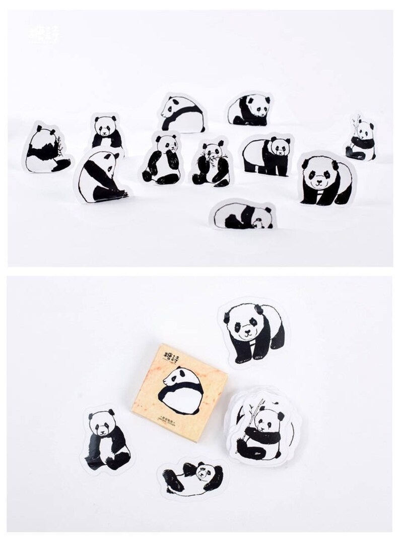 40 Panda Paper Sticker Panda Label Panda Seal Sticker Cute - Etsy