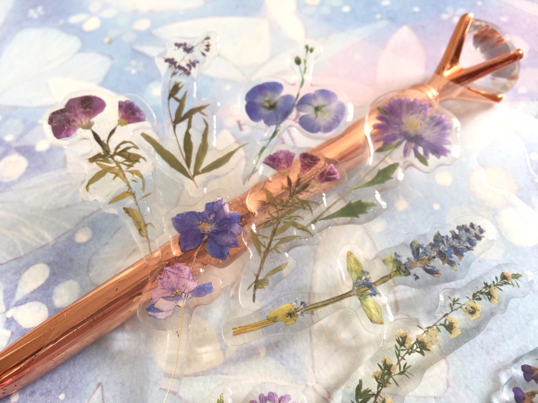 Purple Tone Dried Rose Epoxy Sticker Forever Purple Flower Collection ...