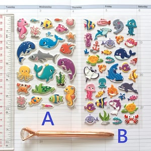 Cute Fish Sea World Sticker Colorful Underwater Rare Fish Jellyfish ...