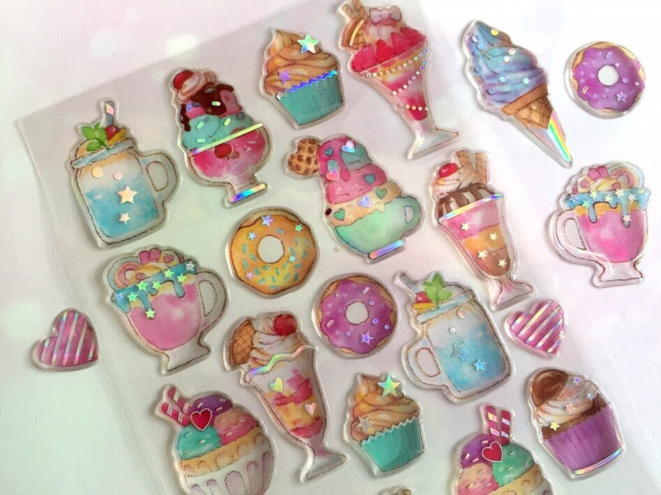 Ice Cream Sundae Sticker Colorful Icy Dessert Strawberry - Etsy Hong Kong