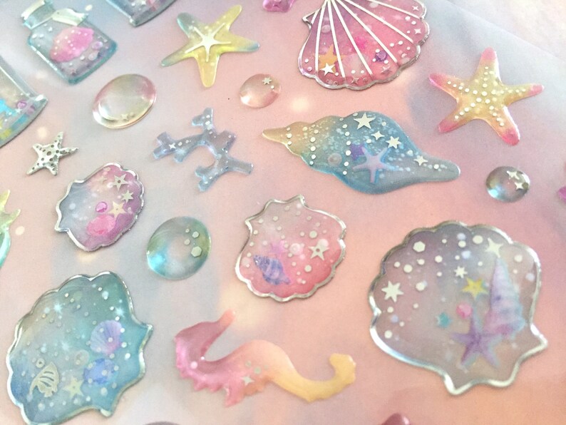 Pretty Seashell Sea Bottle Sticker Fancy Pearl Shell Ocean - Etsy