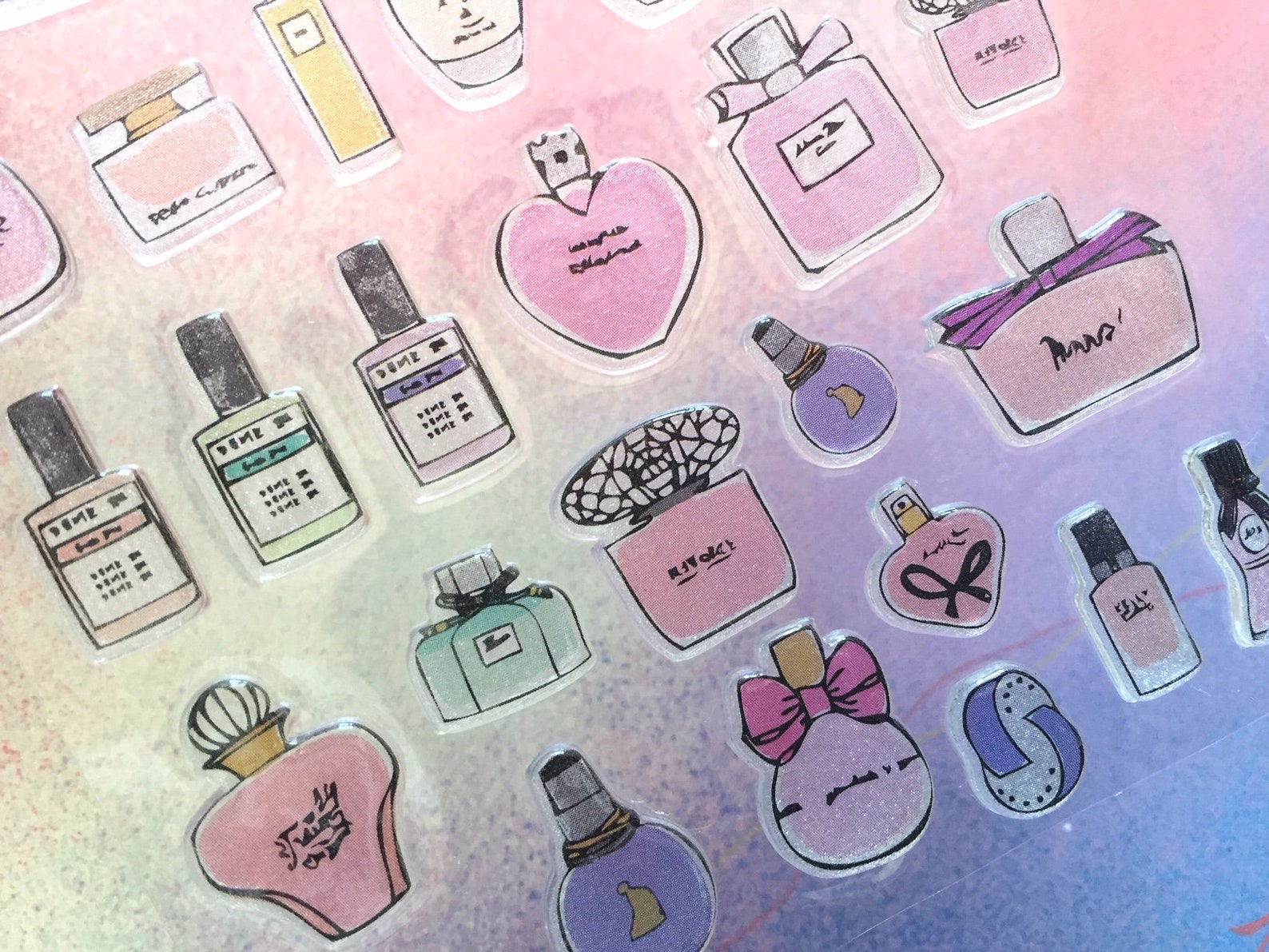 Mini Perfume Bottle Sticker Perfume Collection Glitter Pink Bottle Mini ...