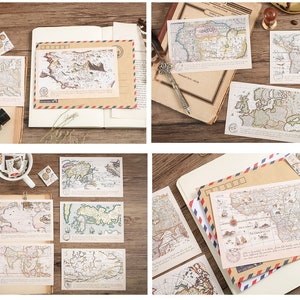 30 Ancient Map Postcard Paper Card Embellishment World Map Vintage Map ...