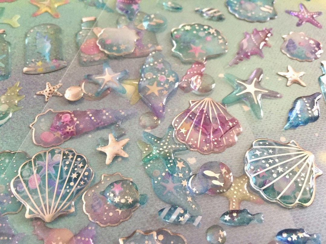 Pretty Seashell Sea Bottle Sticker Fancy Pearl Shell Ocean Oyster Shell ...