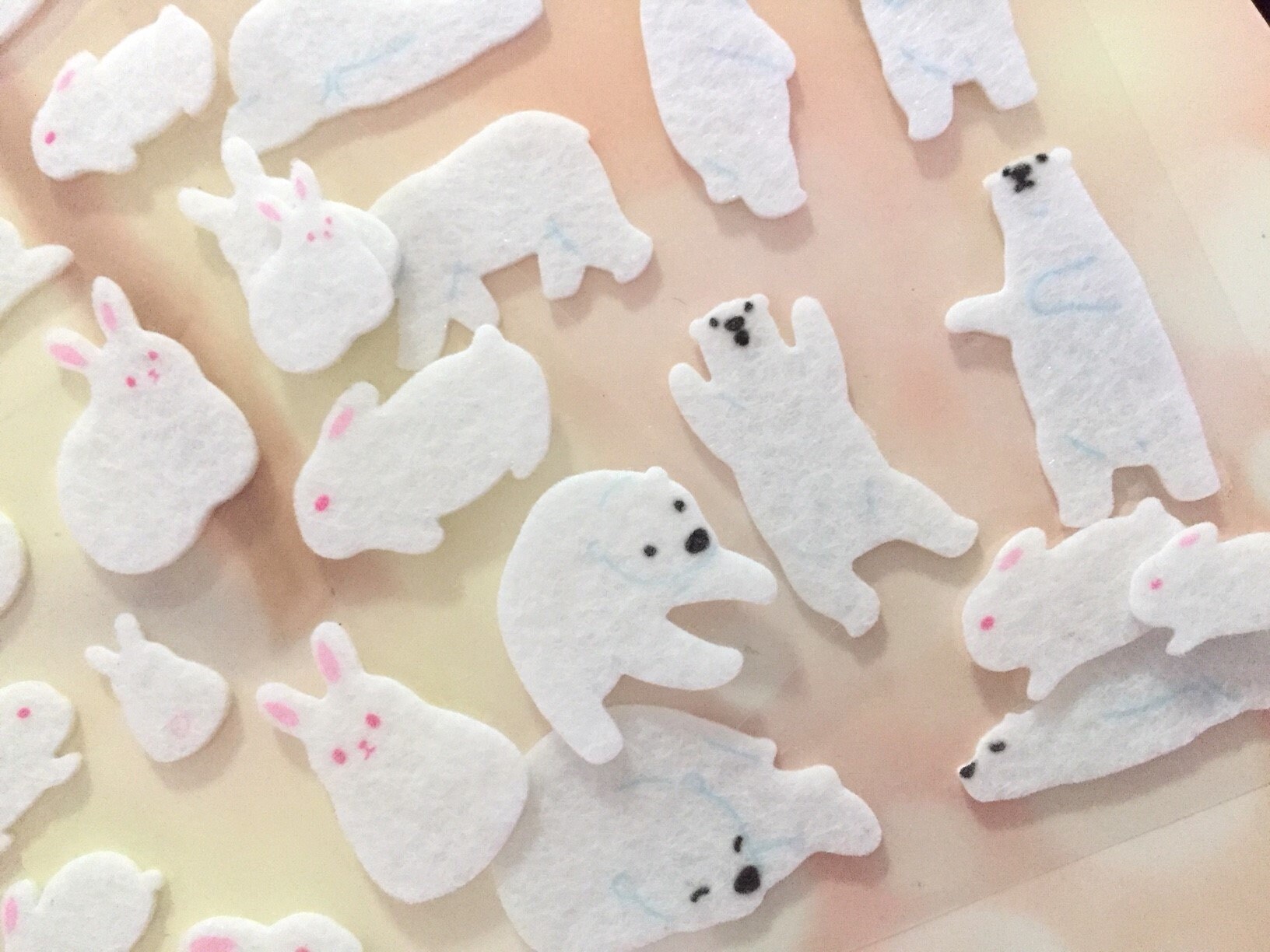 Snow Animal Sticker White Polar Bear Wild White Rabbit Felt Sticker ...