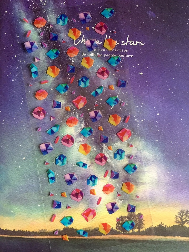 Diamond Sticker Raw Diamond Colorful Gemstone Label Sticker | Etsy