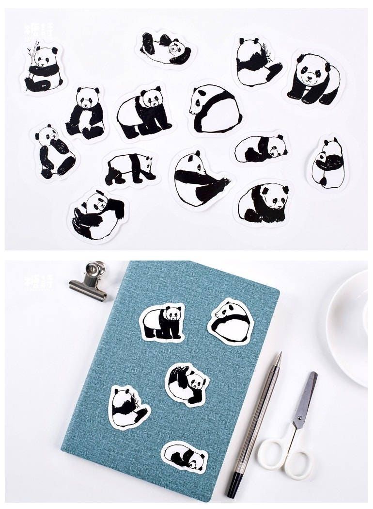 40 Panda Paper Sticker Panda Label Panda Seal Sticker Cute - Etsy