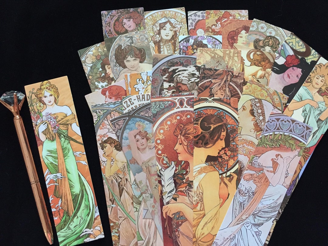 30 Alphonse Mucha Paper Card Paper Book Mark Paper Gift Mucha Art ...