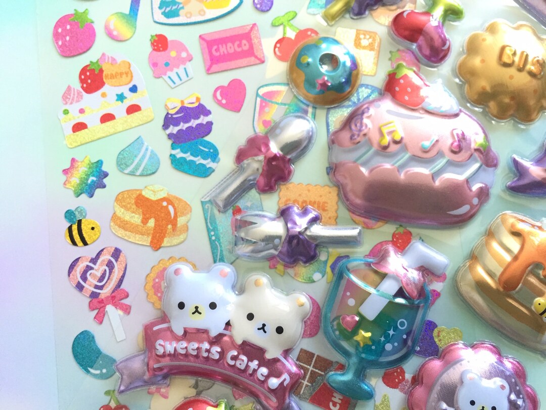 Teddy Bear Cafe Sticker Foodie Bear Colorful Pop up Cake Cartoon Bear ...