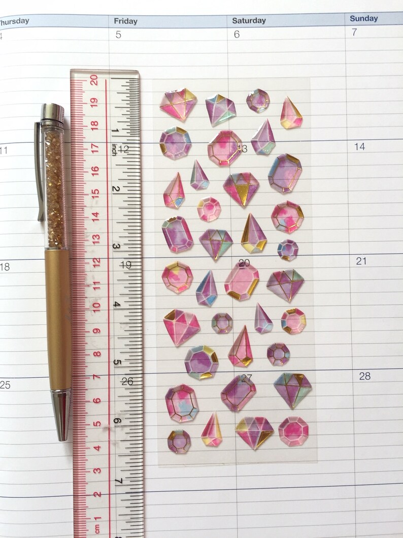 Pink Diamond Sticker Diamond Shape Diamond Pattern Epoxy Sticker Fancy ...
