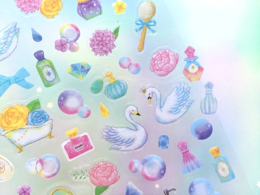 Little Swan Sticker Peony Flower Perfume Bubble Diamond Love Swan ...
