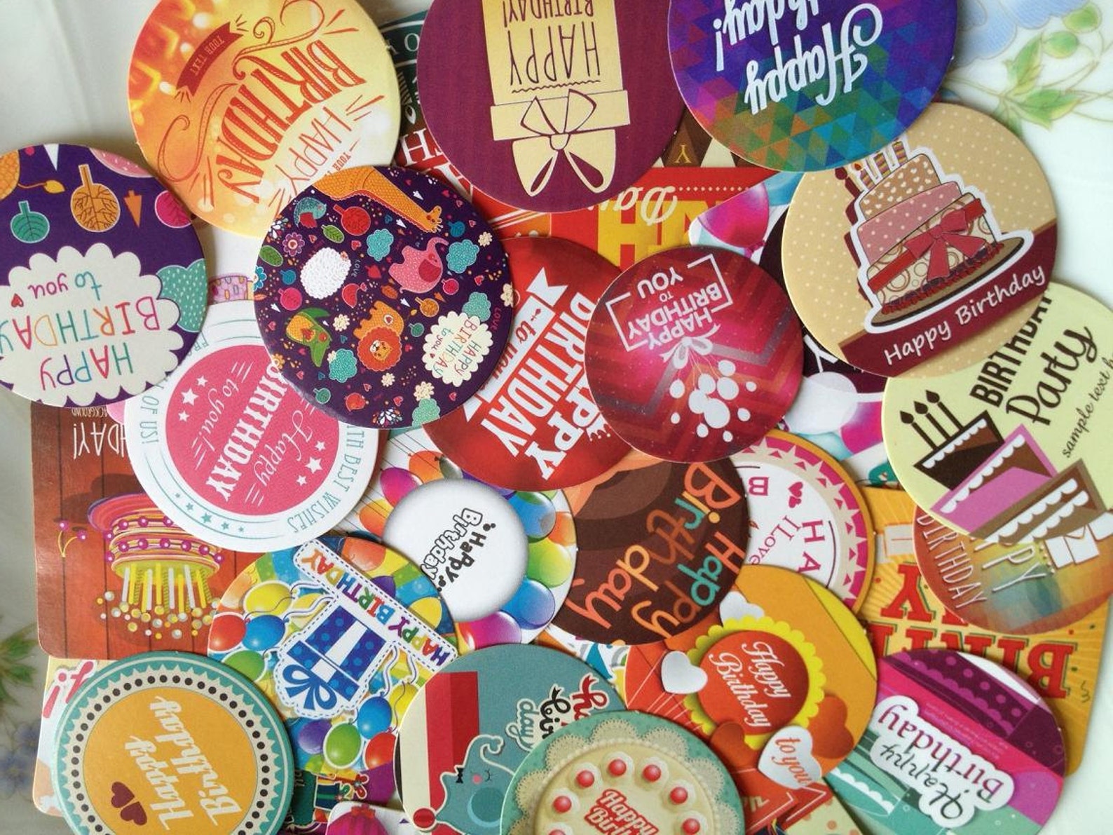 Birthday sticker happy birthday label sticker colorful | Etsy