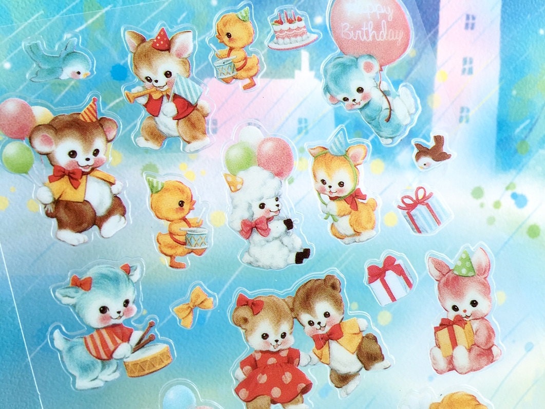 Retro animal adorable pet sticker lovely rabbit teddy bear | Etsy