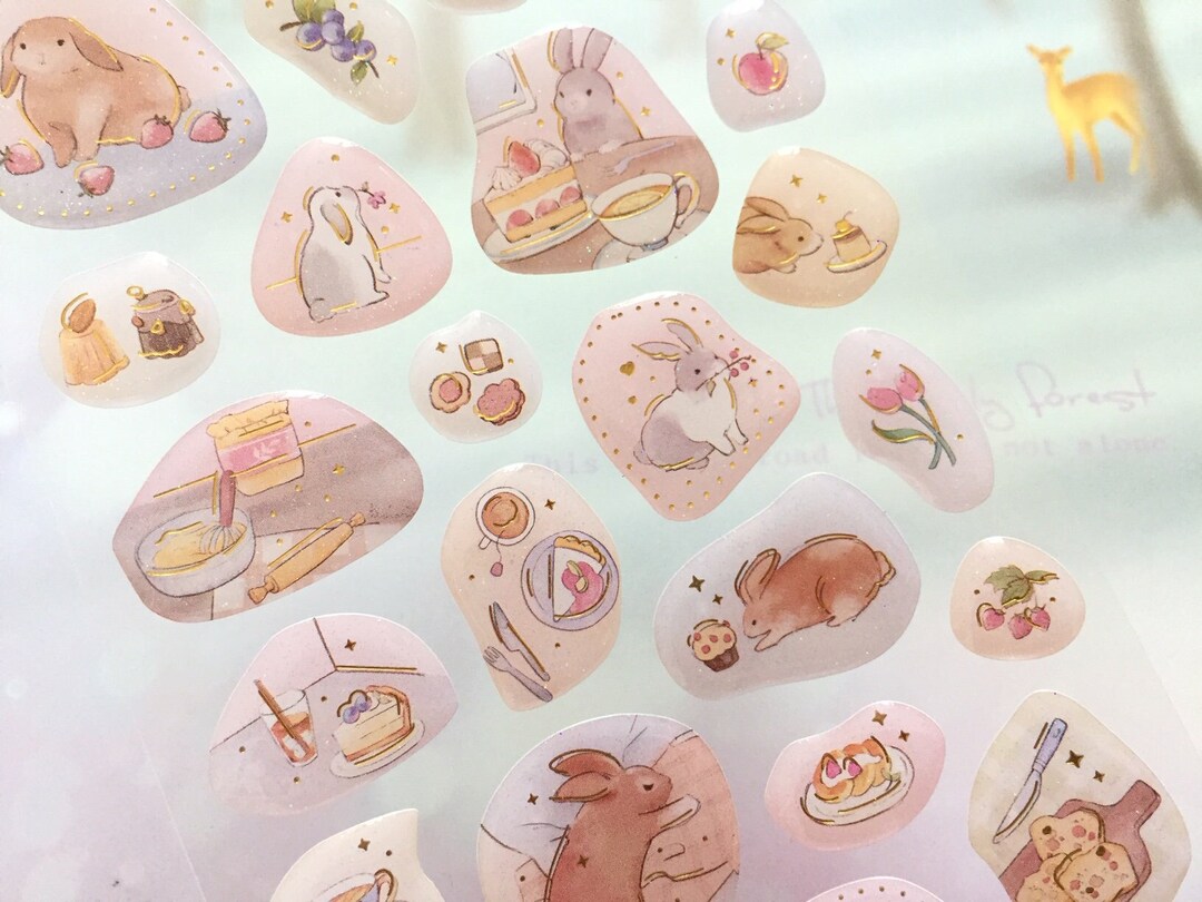 Adorable Rabbit Epoxy Sticker Cute Cartoon Rabbit Lovely Bunny ...