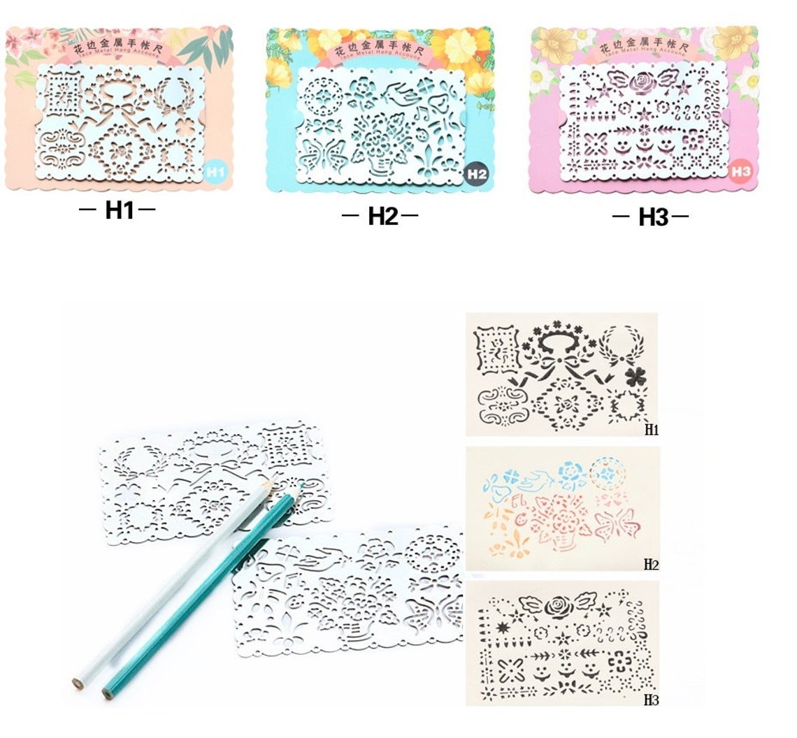 Flower Lace Planner Ruler Art Shapes Stencil Ruler Girl Life - Etsy