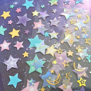 130 Little Star Sticker Mini Star Moon Fancy Colorful Star Holographic ...