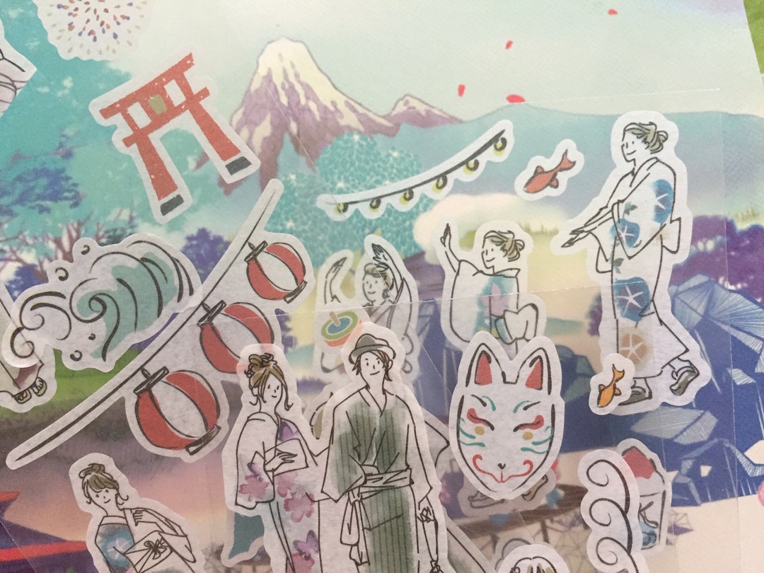 Set of 6 Japan Theme Stickers Japan Festivals Japanese Traditional ...