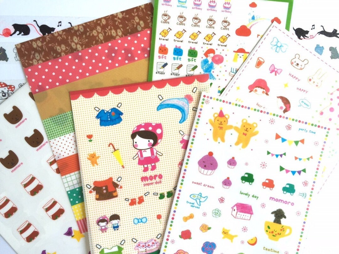 6 Sheets Cute Cartoon Girl Sticker Little Red Hat Girl Cute Diary ...