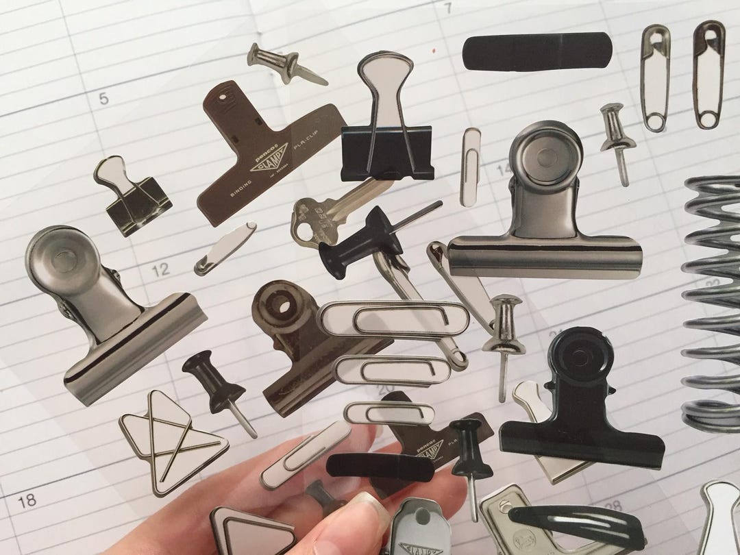 Classic Binder Clips Stickers Funny Pins Cute Paperclip Fake Stationary ...