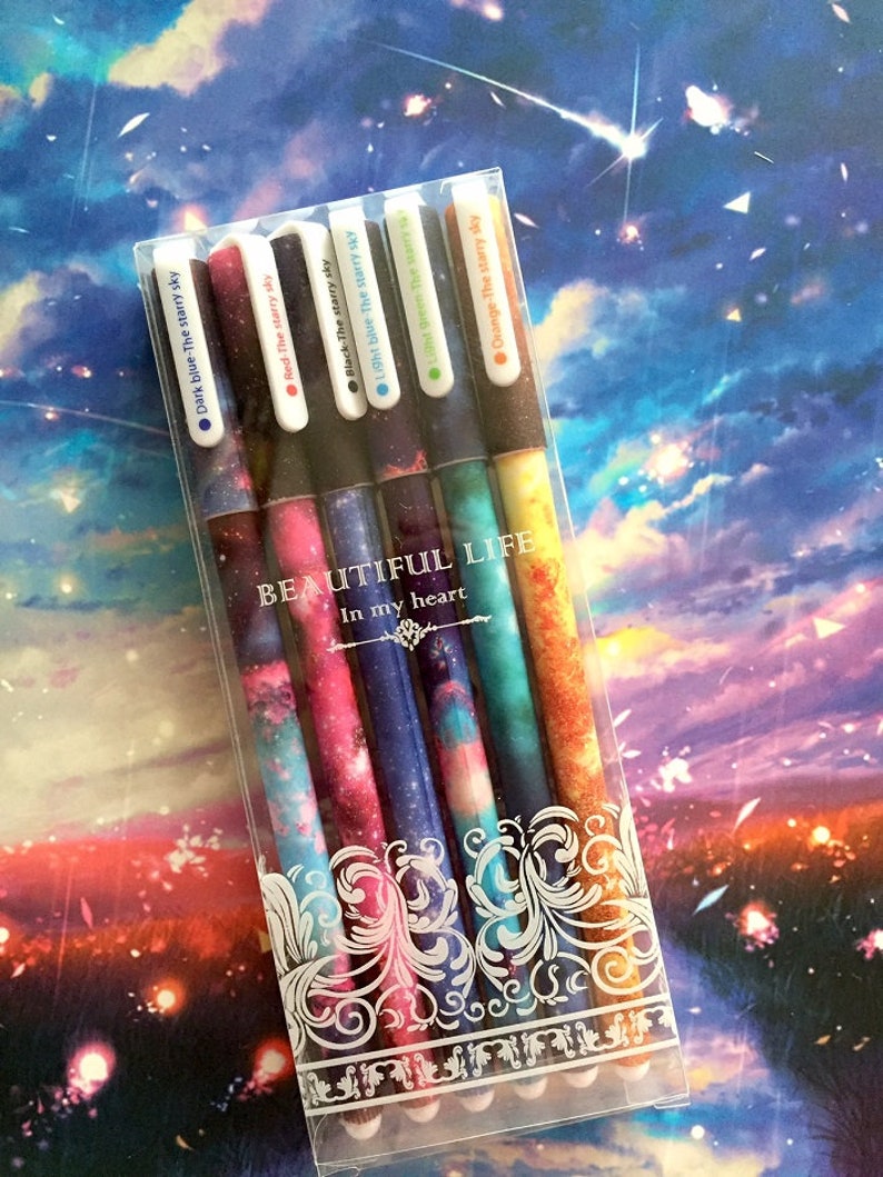 6 or 10 Galaxy Cosmic Gel Pens Starry Sky Universe Color Ink - Etsy