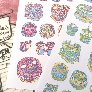 4 Sheets Mini Cake Cupcake Birthday Cake Sticker Colorful Cartoon Cake ...